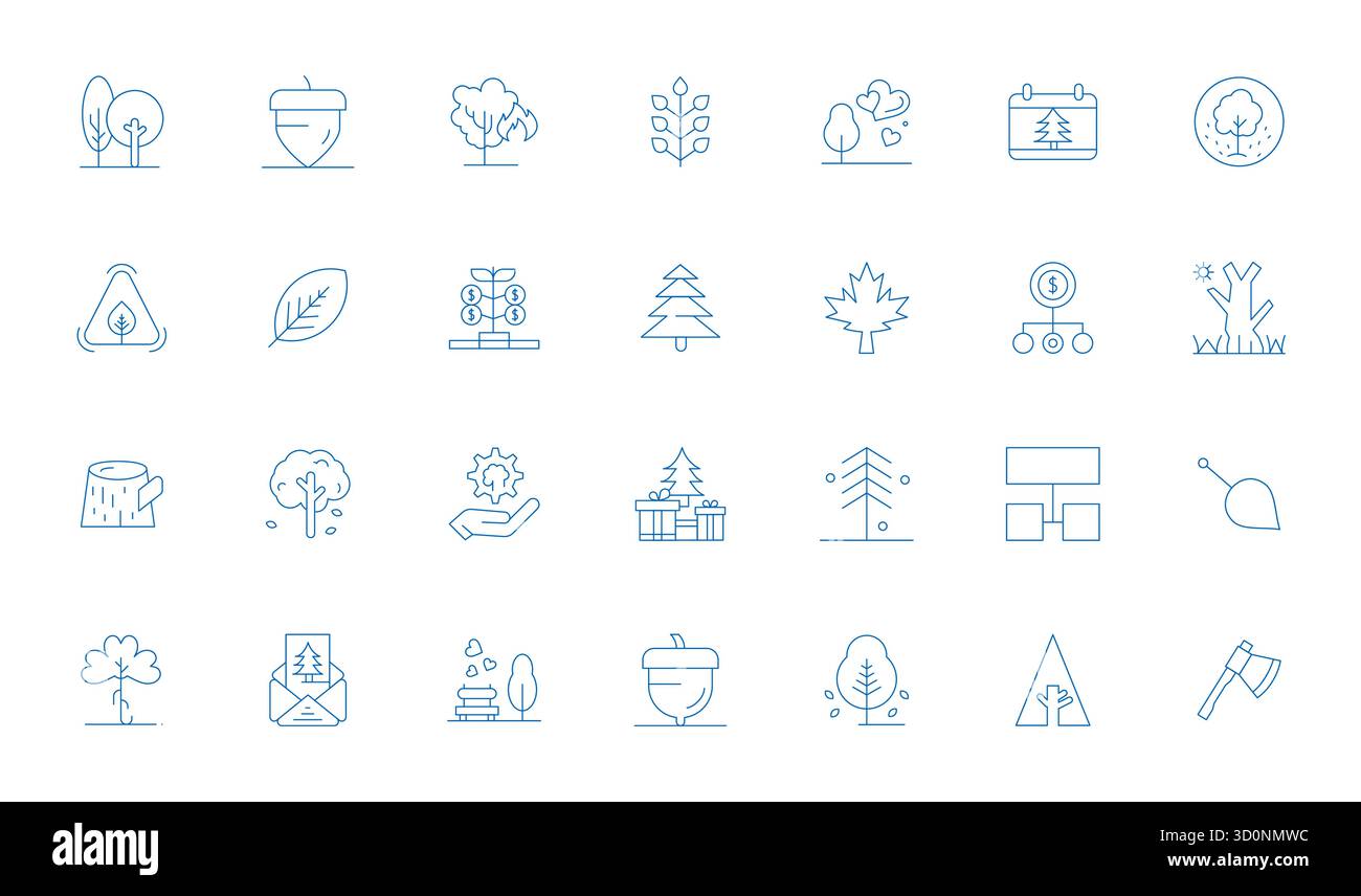 Artfully designed 28 Thin Line Pixel Optimized vector icons for Tree ...