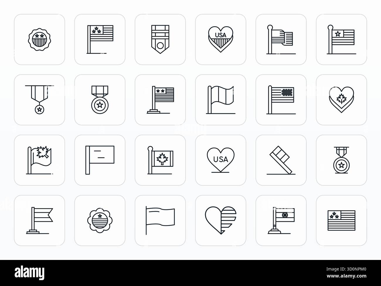 Masterfully created 24 vector icons representing Patriotism in Bold ...