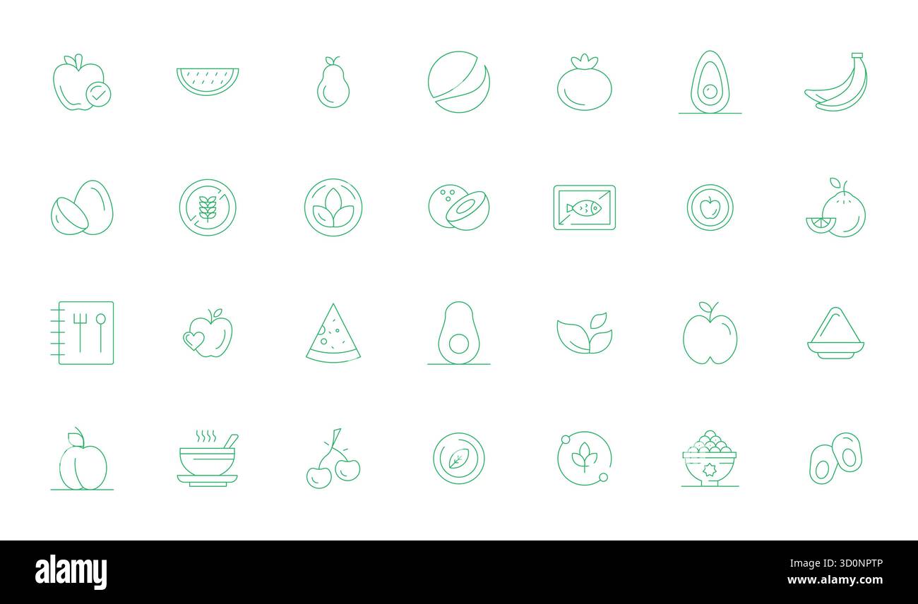 Carefully curated 28 Thin Line vector icons for Vegetarian, featuring ...