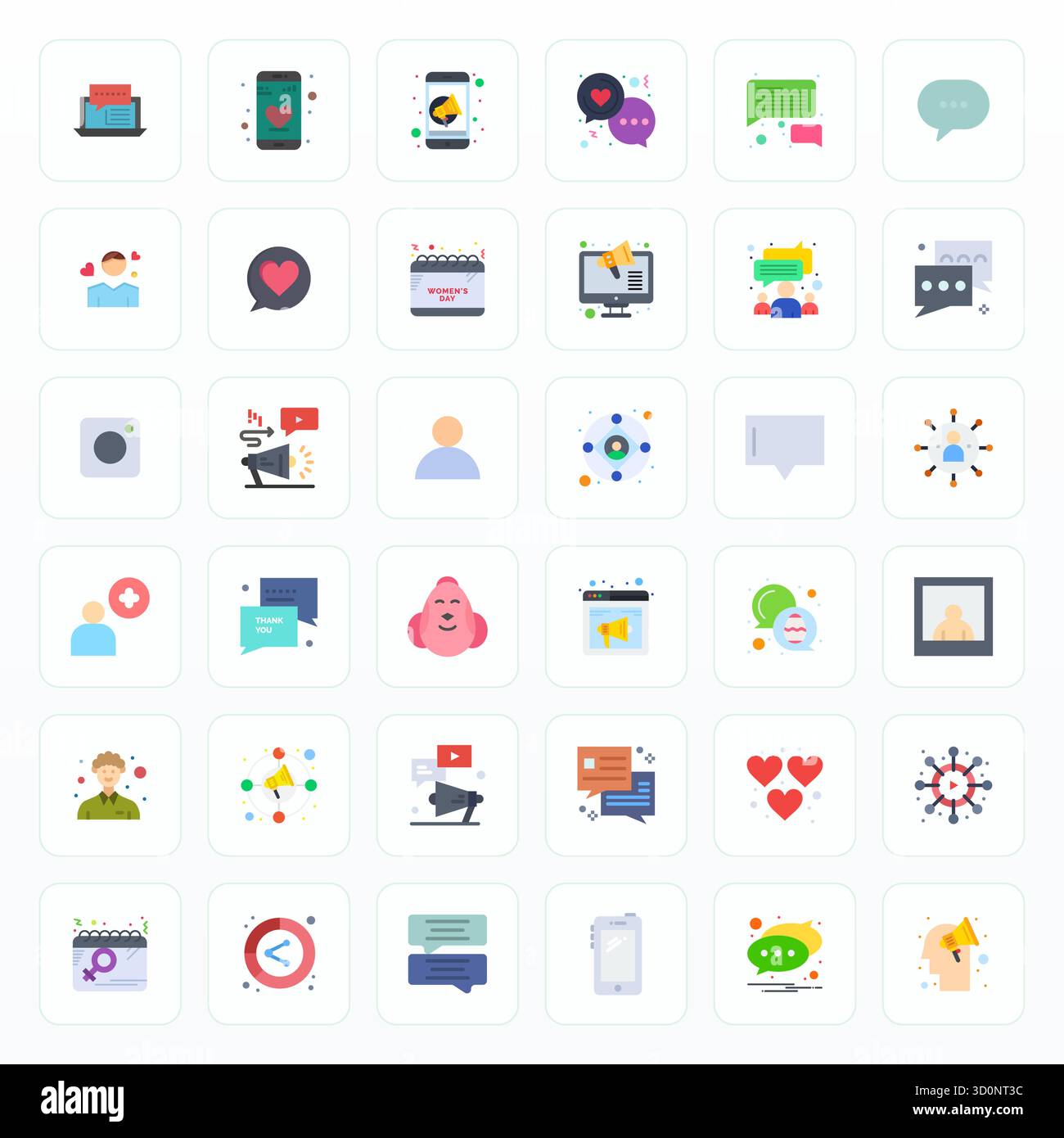 This Social Media vector icon pack includes 36 Flat designs in 128x128 ...