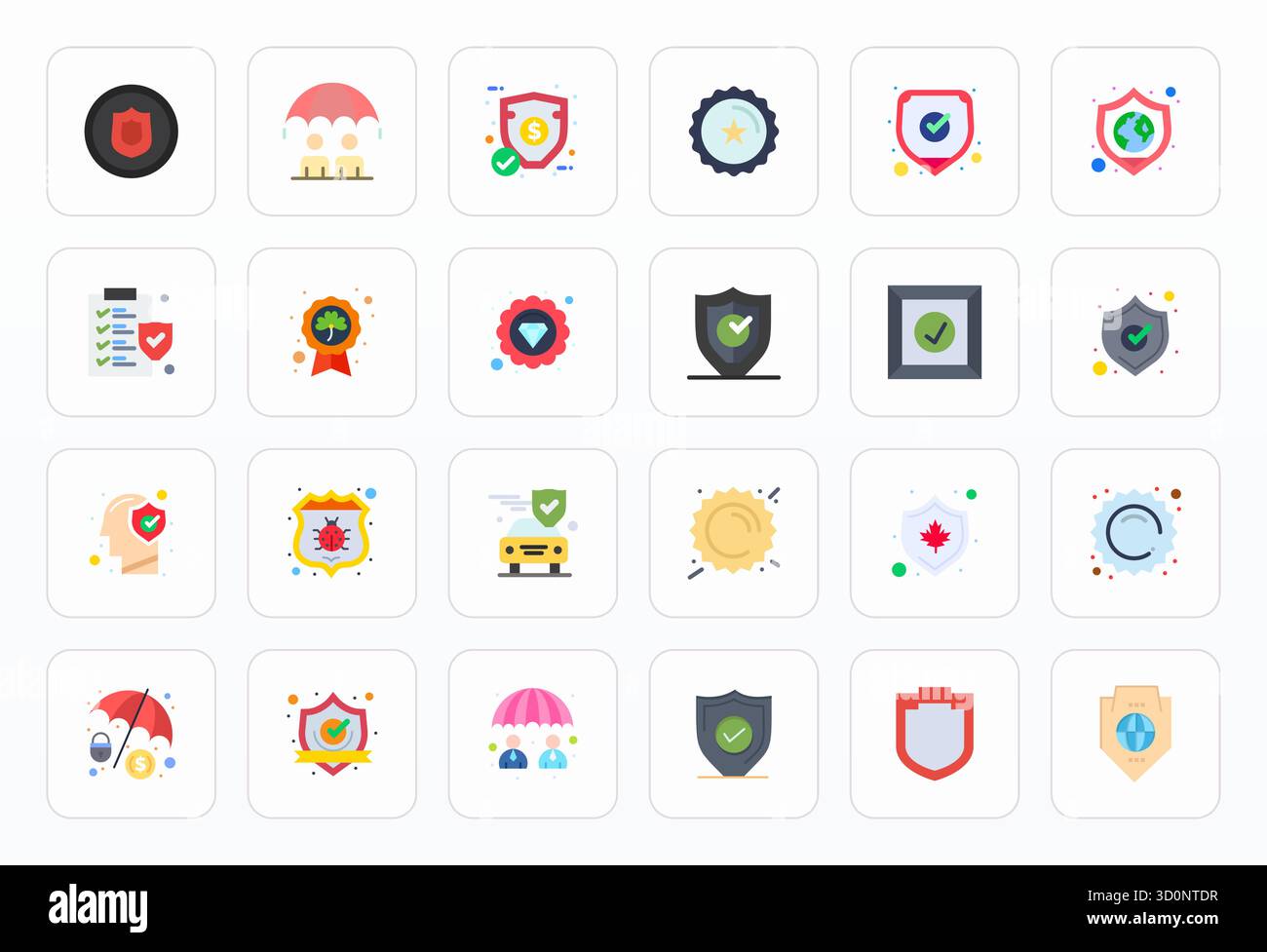 Complete package of 24 vector icons themed around Assurance, showcasing ...