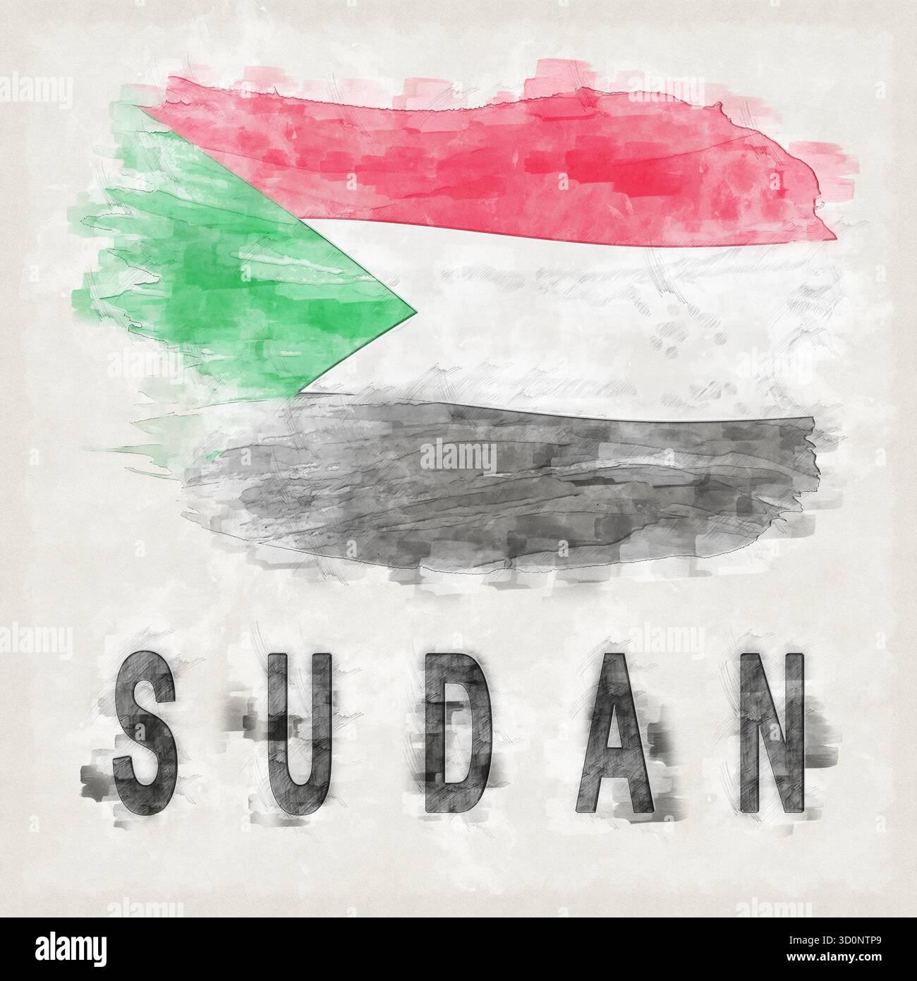 Sudan National Colors with Country Name Background Stock Photo - Alamy