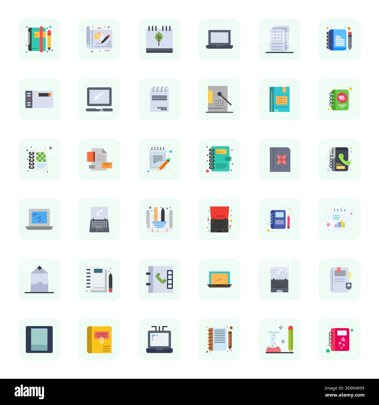 Sophisticated bundle of 36 Flat vector icons for Notebook, engineered ...