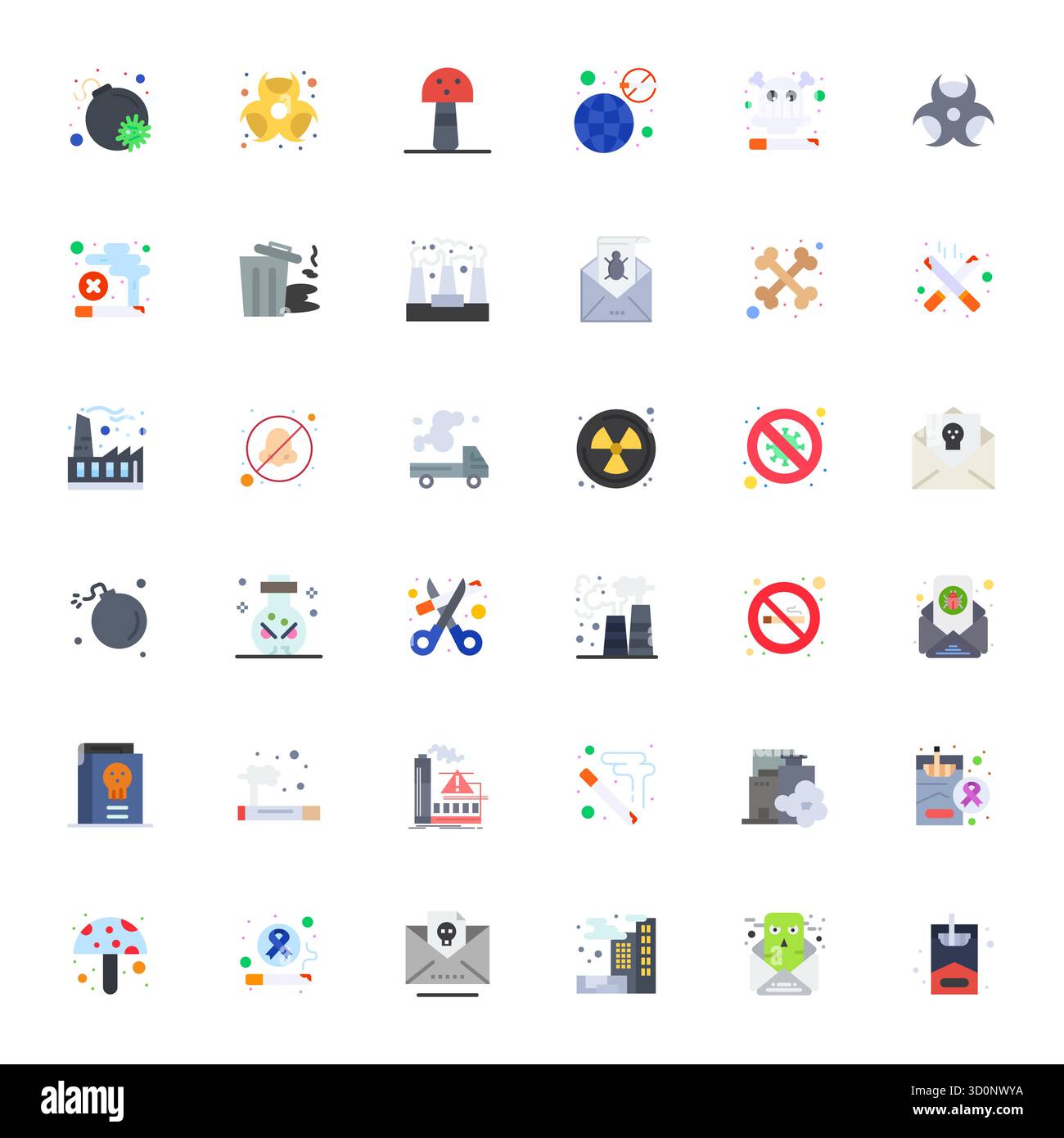 Masterfully created 36 vector icons representing Harmful in Flat design ...