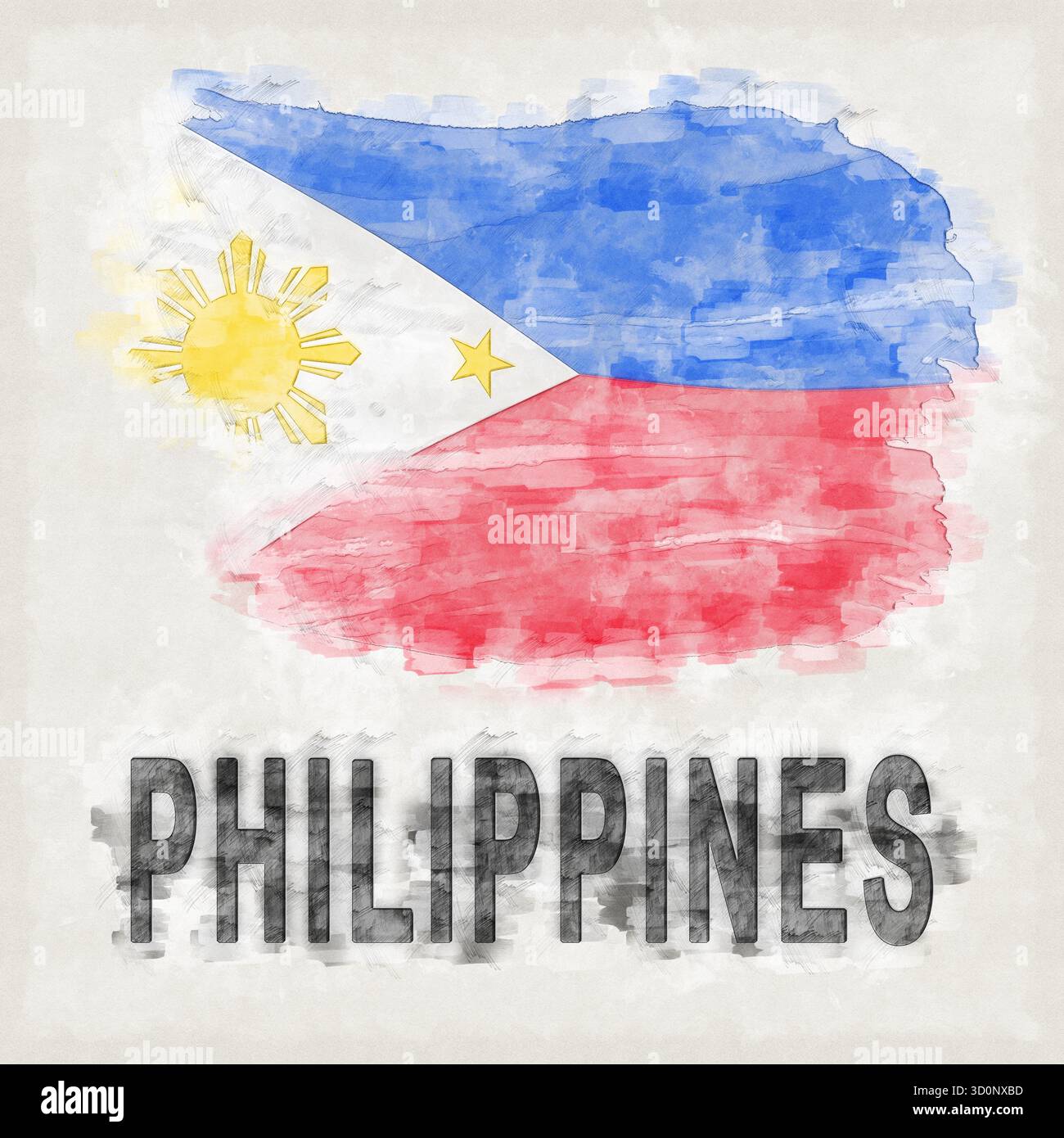 Philippines National Colors with Country Name Background Stock Photo ...