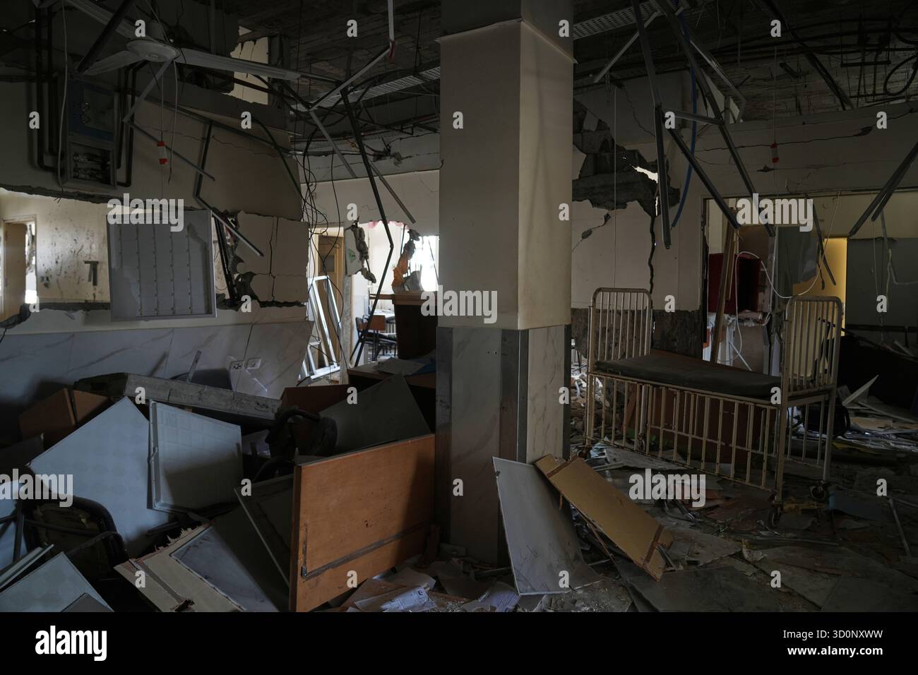 A section of the children's hospital Al-Rantisi is seen heavily damaged ...