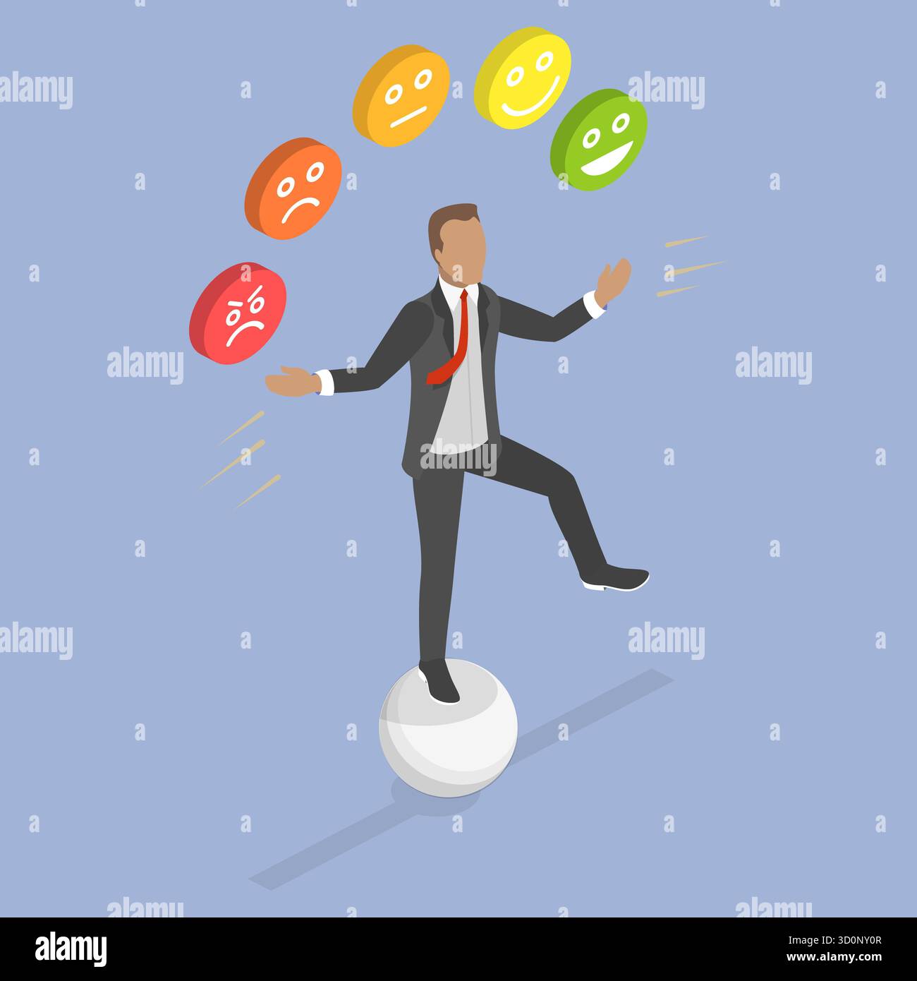 3D Isometric Flat Illustration of Emotional Balance, Tight Emotion ...