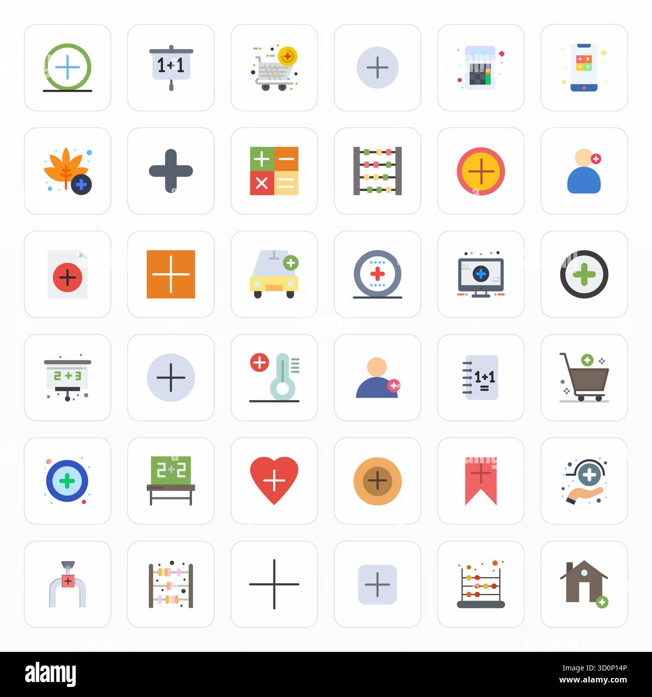 Essential pack of 36 PIXEL Perfect vector icons for Addition in Flat ...
