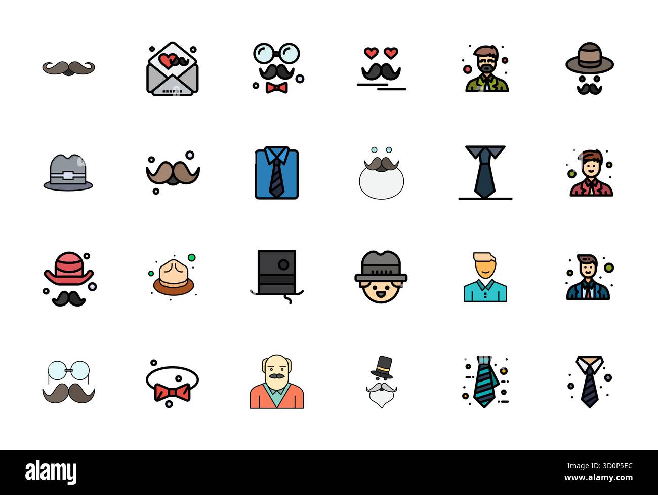 A dynamic set of 24 vector icons in Line Filled, tailored for Gentleman ...