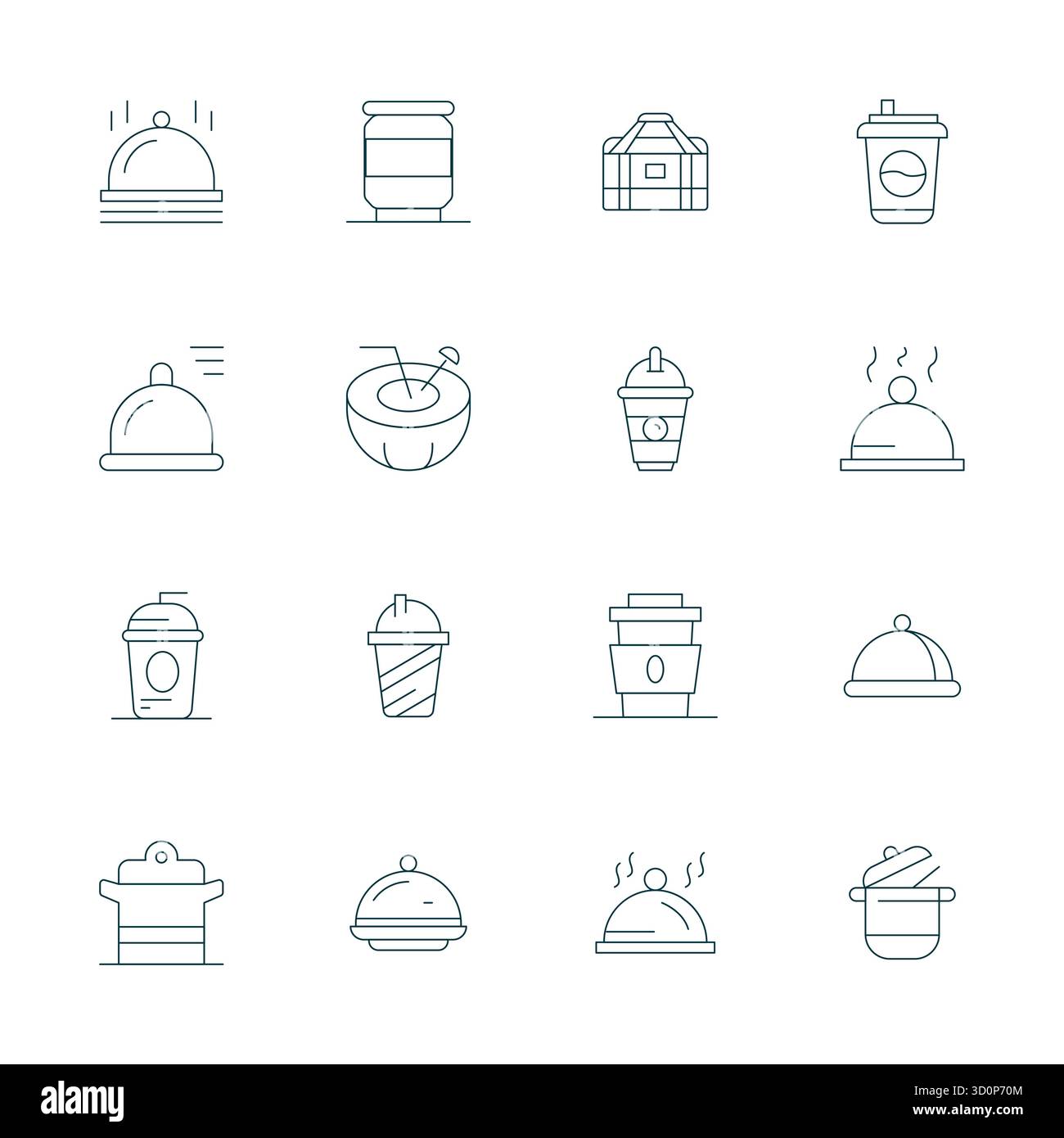 Premium collection of 16 Thin Line vector icons for Lid, meticulously ...