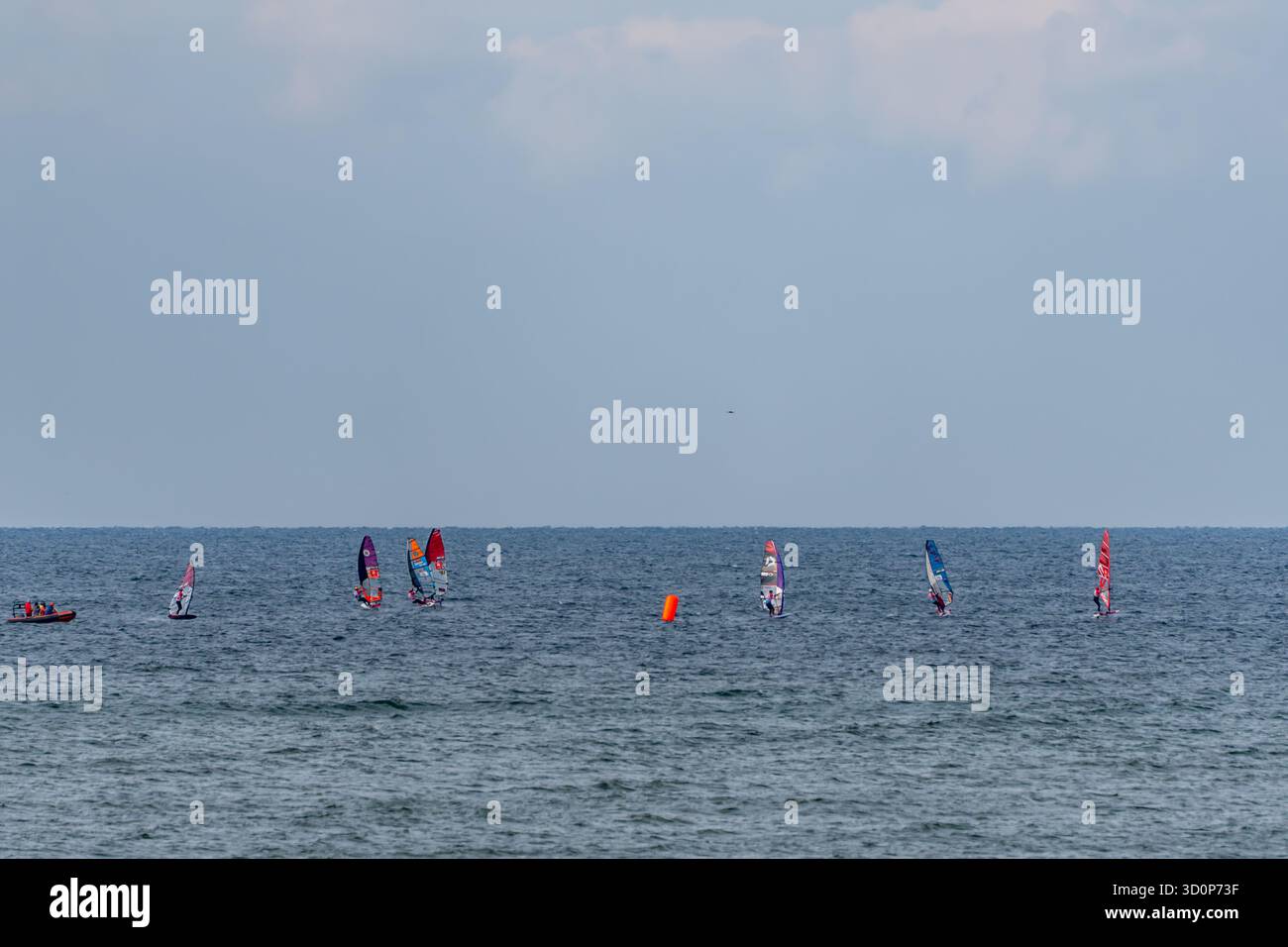 Germany Sylt October 2, 2025. Windsurfing group. A group of windsurfers ...