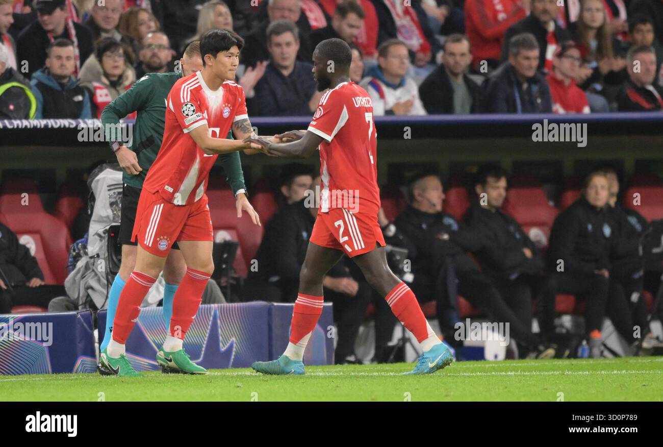 from left: Min-Jae Kim, Dayot Upamecano (Bayern) Munich, September 22 ...