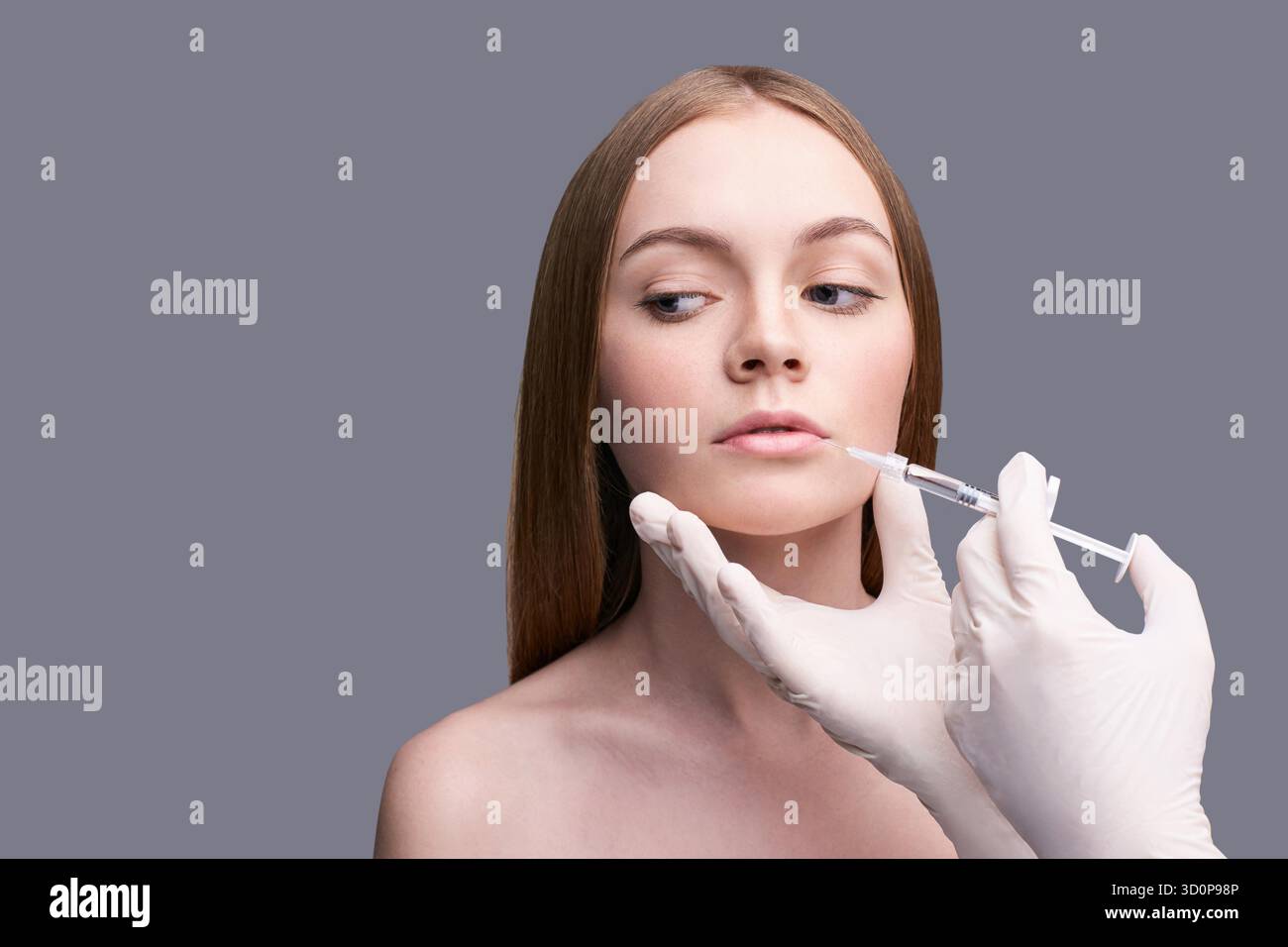 Closeup of rejuvenation lip. Beauty female face. Plastic surgery ...