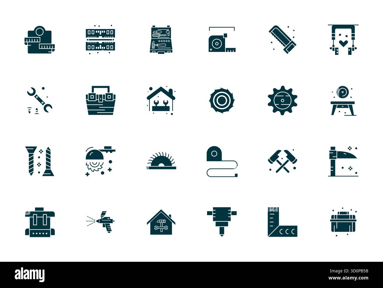 High-performance collection of 24 Filled vector icons for Carpentry ...