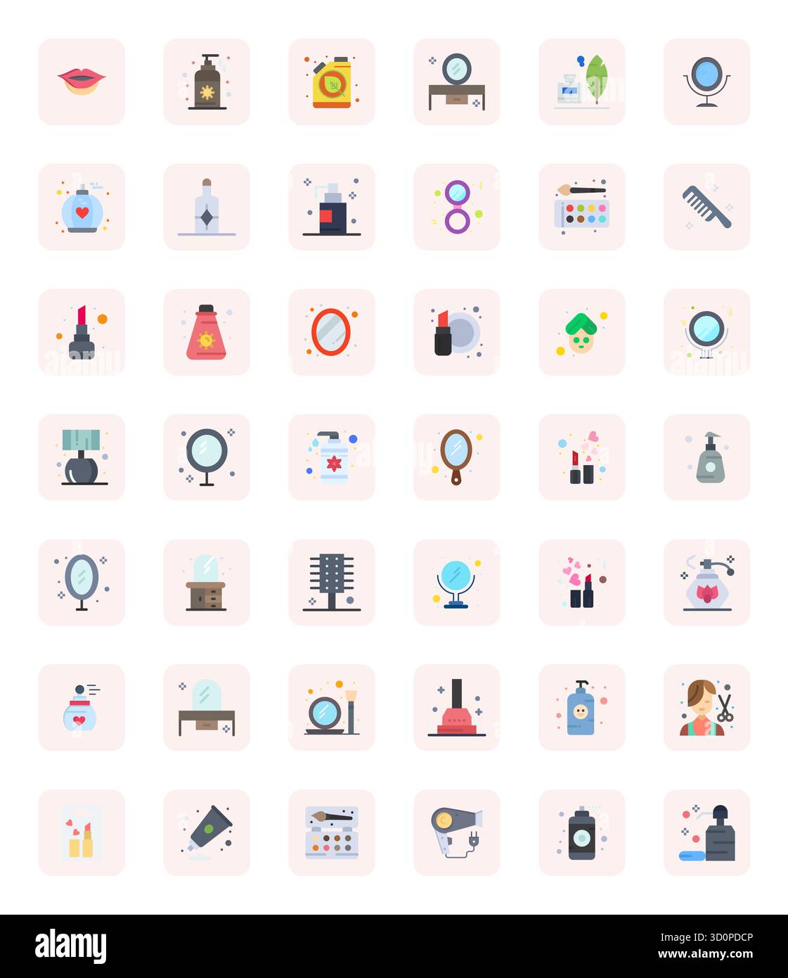 Revolutionary set of 42 Grid Fitted vector icons inspired by Cosmetics ...