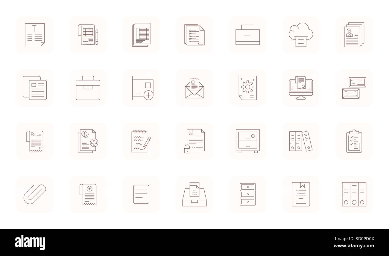 Sophisticated bundle of 28 Thin Outline vector icons for Paperwork ...