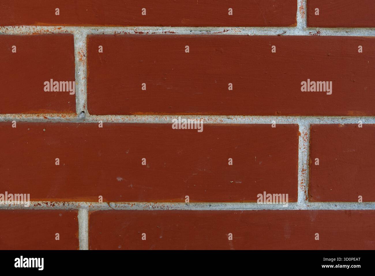 Close-up of a reddish-brown brick wall with staggered joints and light ...