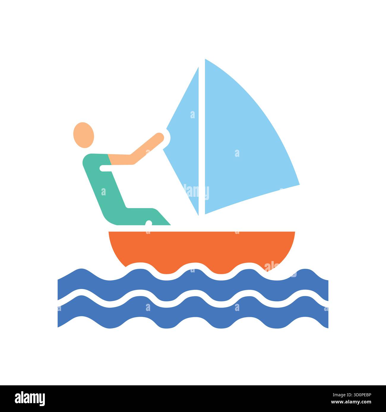 sailing color flat icon for digital and print projects. Minimal clean ...