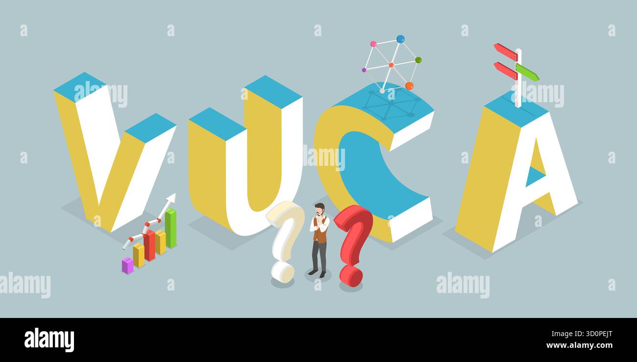 3D Isometric Flat Illustration of Vuca, as Volatility, Uncertainty ...