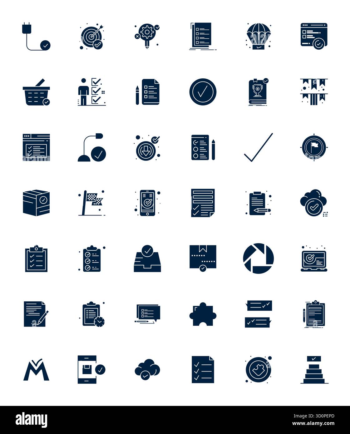 Streamlined set of 42 vector icons for Complete in Filled aesthetic ...