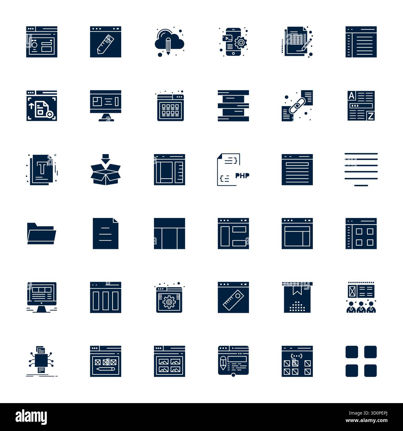 Complete package of 36 vector icons themed around Content Management ...