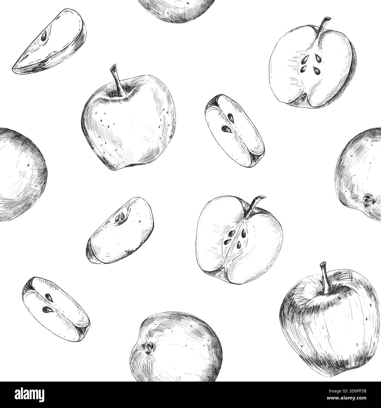Seamless pattern apples Black and White Stock Photos & Images - Alamy