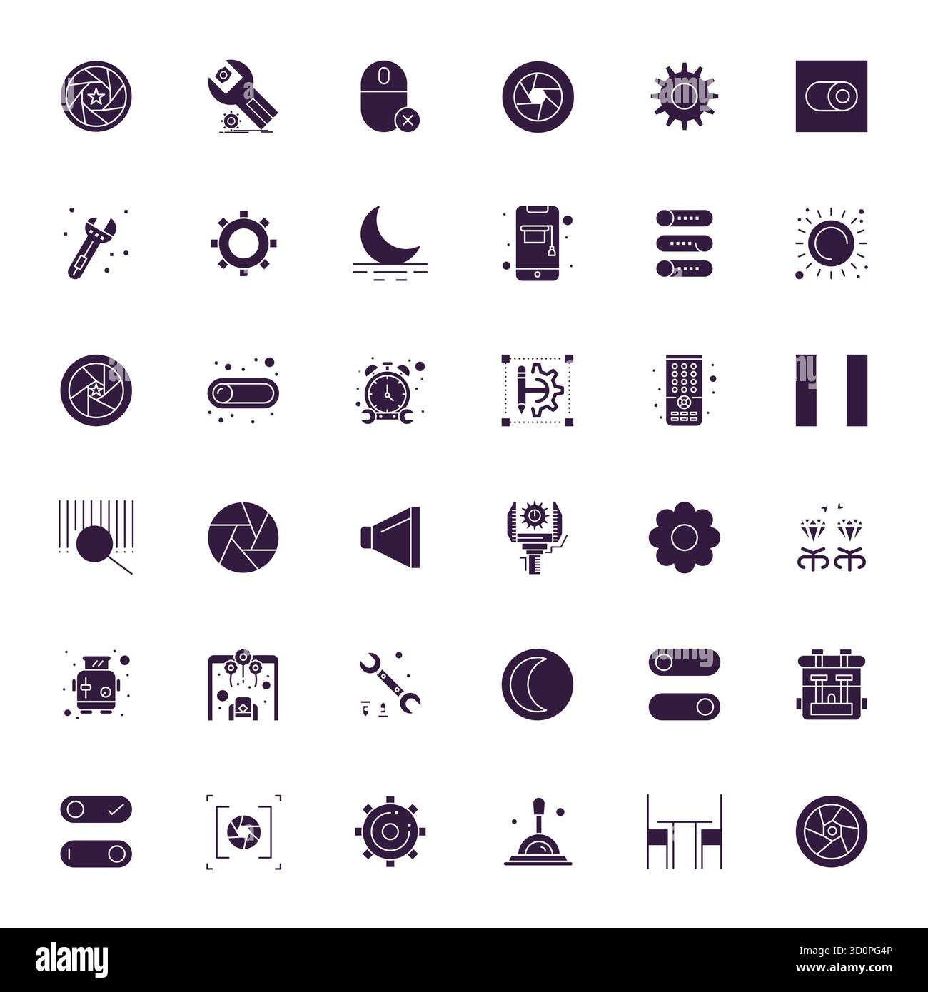 Vector pack with 36 Filled Grid Fitted icons inspired by Setting ...