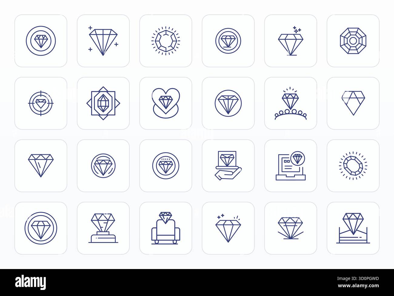Collection of 24 Bold Line Editable vector icons for Jewel, designed in ...