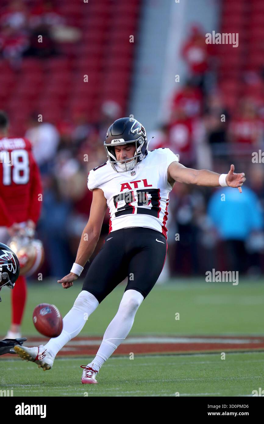 Atlanta Falcons kicker Parker Romo (39) warms up during an NFL football ...