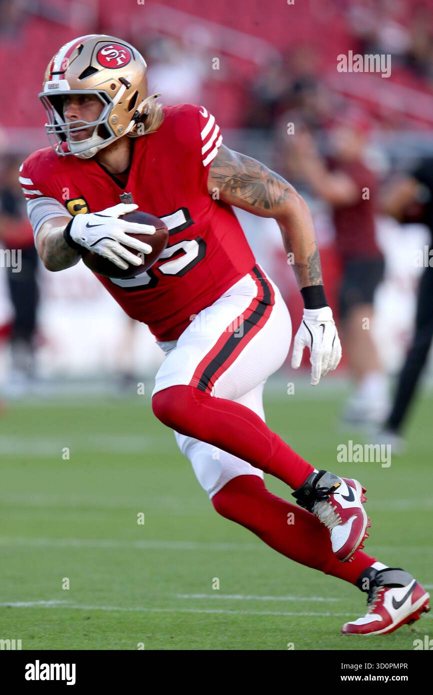 San Francisco 49ers tight end George Kittle (85) warms up during an NFL ...