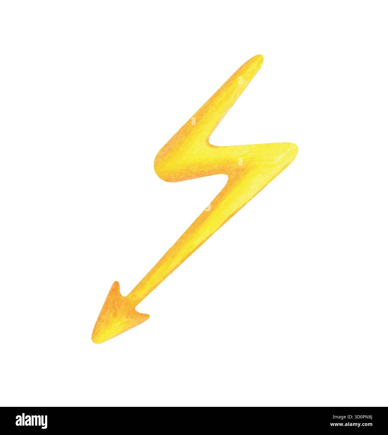 A zigzag of sparkling lightning drawn with colored pencils. A child's ...