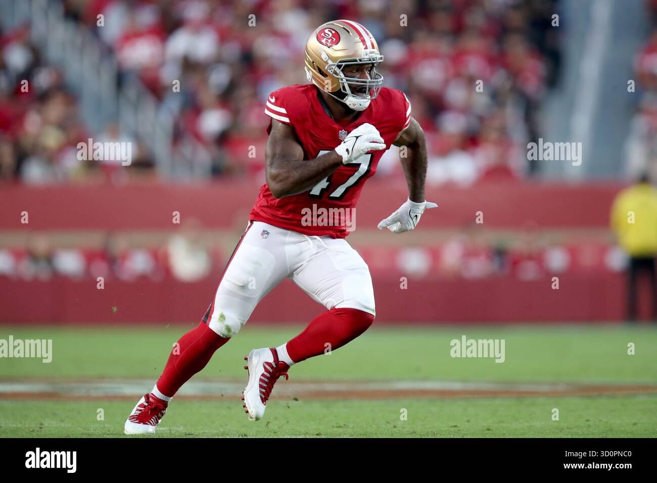 San Francisco 49ers defensive end Bryce Huff (47) rushes during an NFL ...