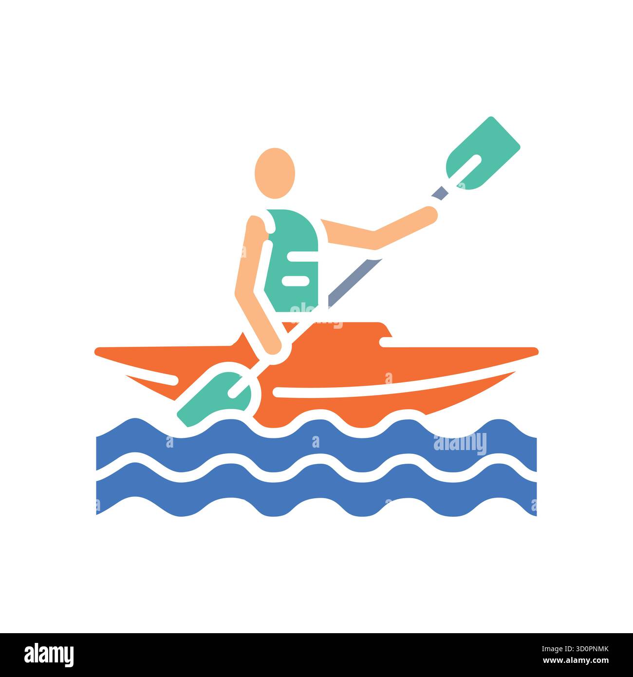 kayaking color flat icon for digital and print projects. Minimal clean ...