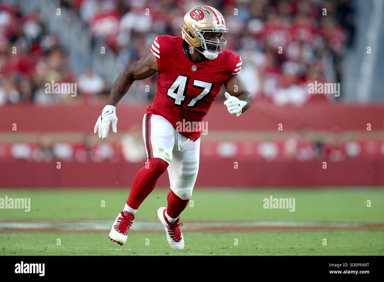 San Francisco 49ers defensive end Bryce Huff (47) rushes during an NFL ...