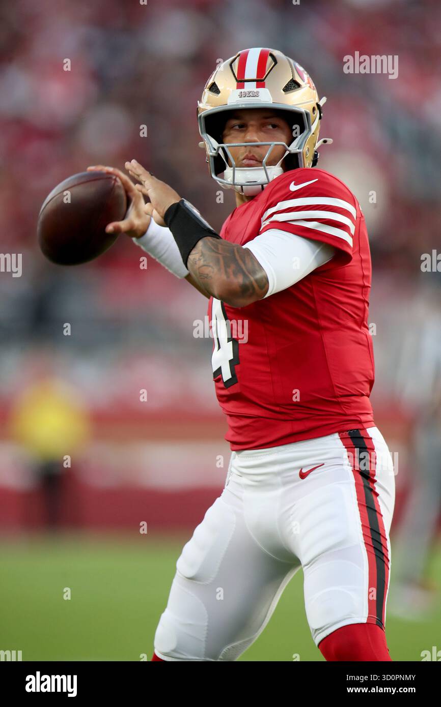 San Francisco 49ers quarterback Adrian Martinez (4) throws on the ...