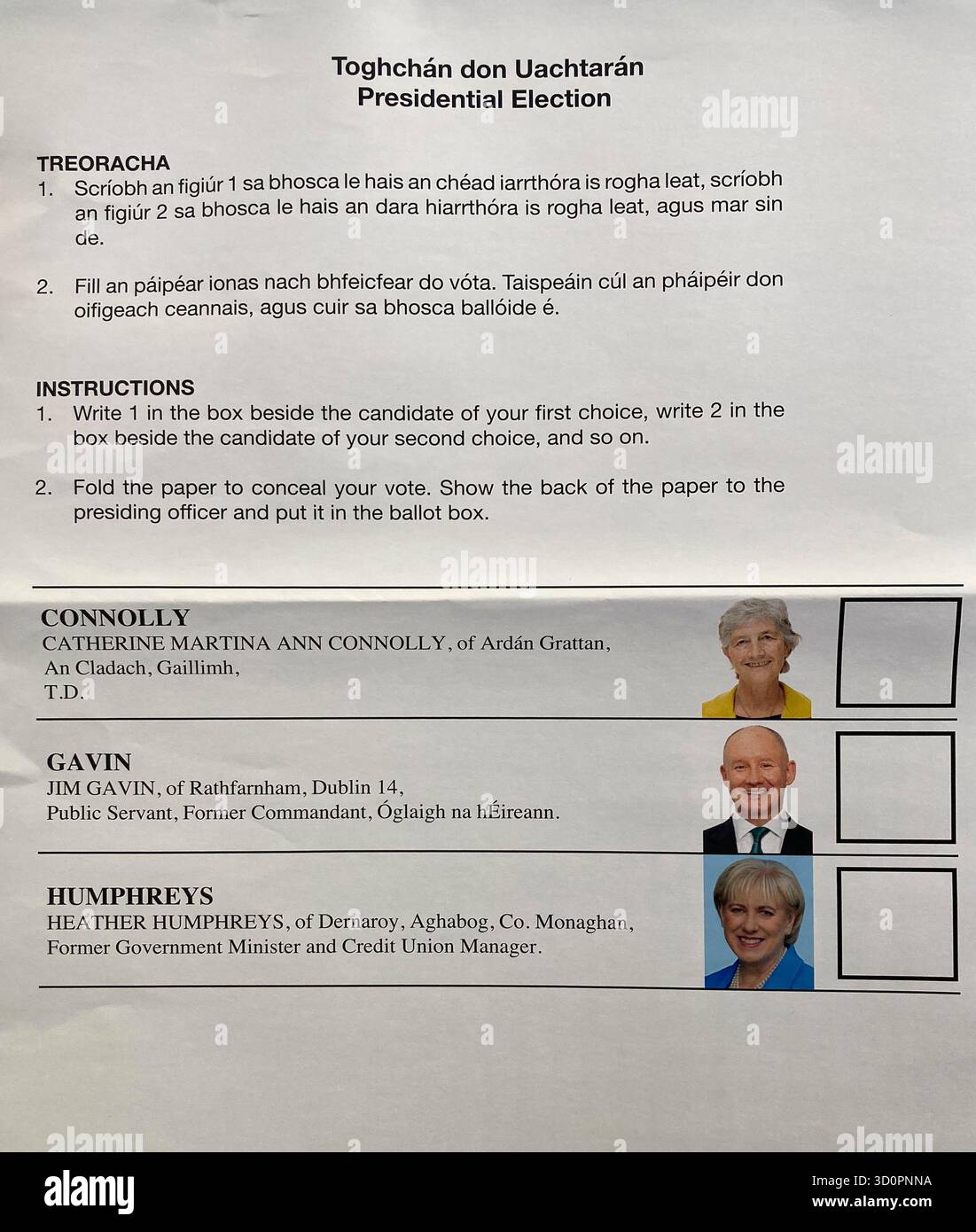 Irish presidential election ballot hi-res stock photography and images ...