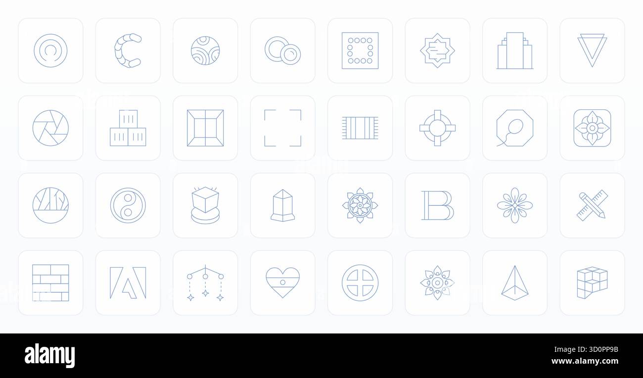 Masterfully created 32 vector icons representing Geometric in Thin Line ...