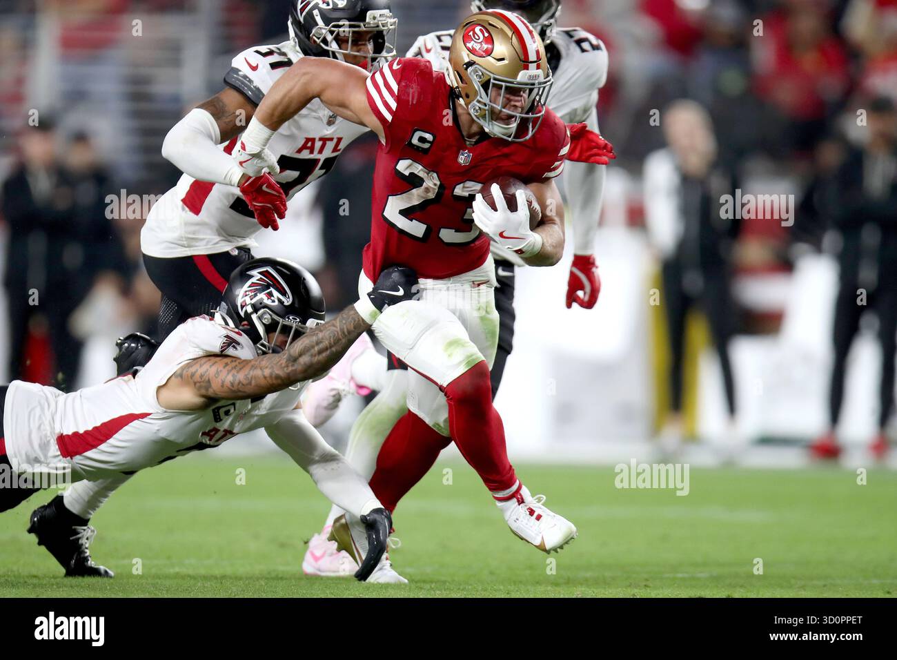 San Francisco 49ers running back Christian McCaffrey (23) runs during ...