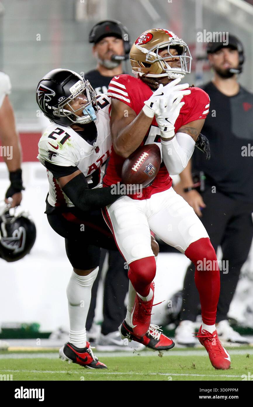 San Francisco 49ers wide receiver Demarcus Robinson (5) can't haul in a ...