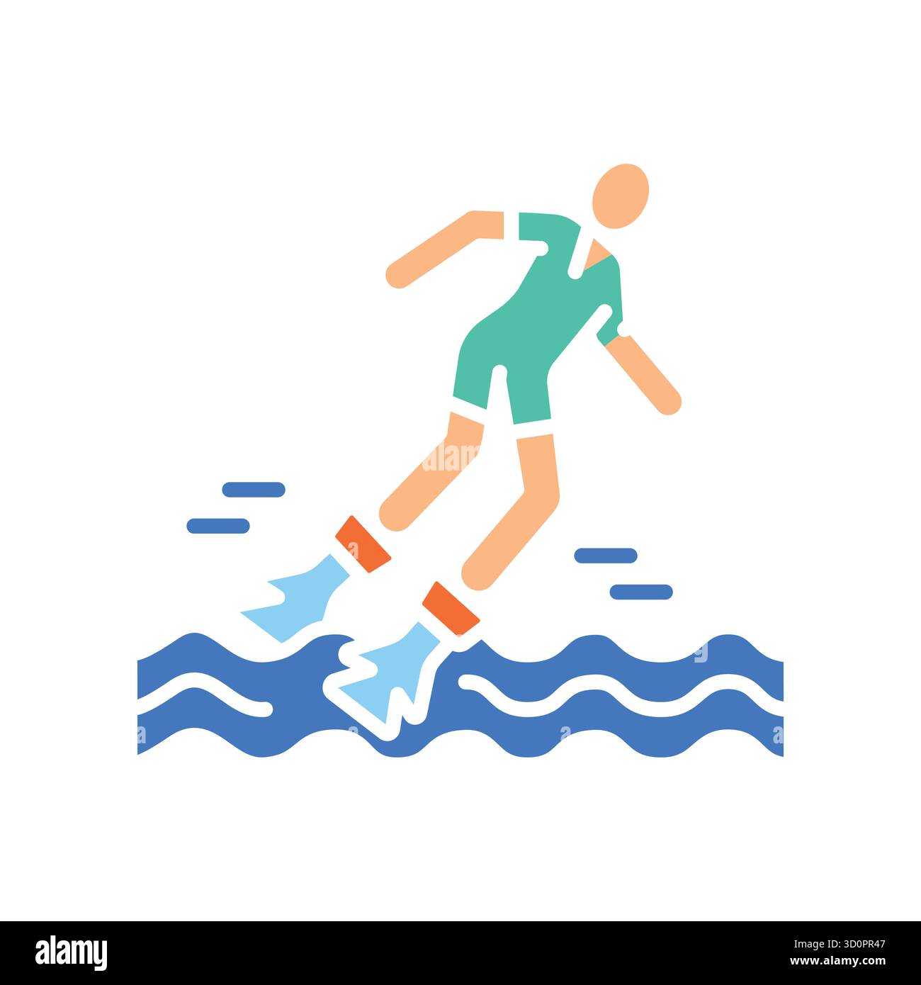 flyboarding color flat icon for digital and print projects. Minimal ...