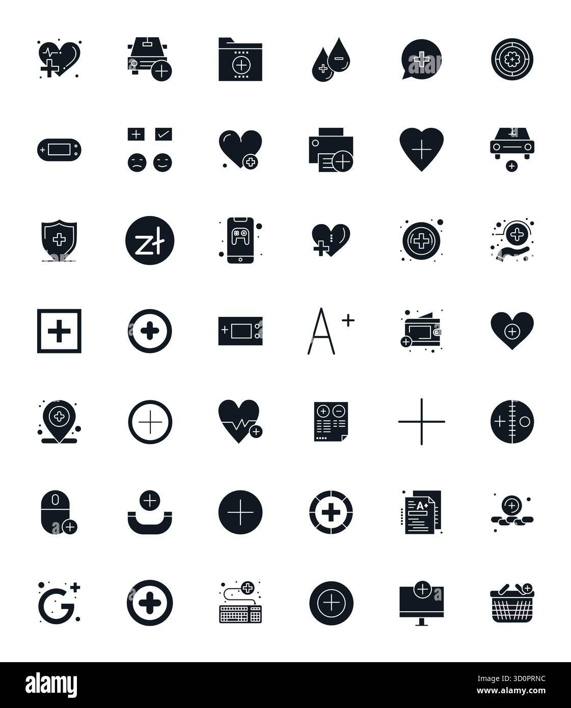 Strategic bundle featuring 42 vector icons representing Plus in Filled ...