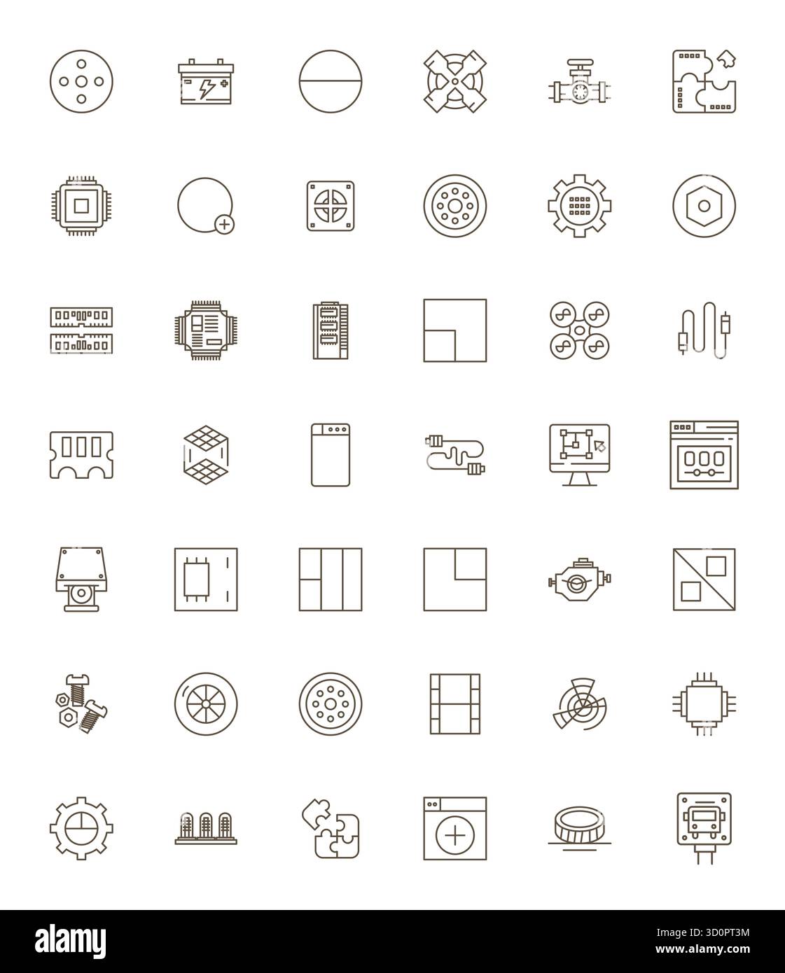 Comprehensive toolkit of 42 vector icons themed around Component ...