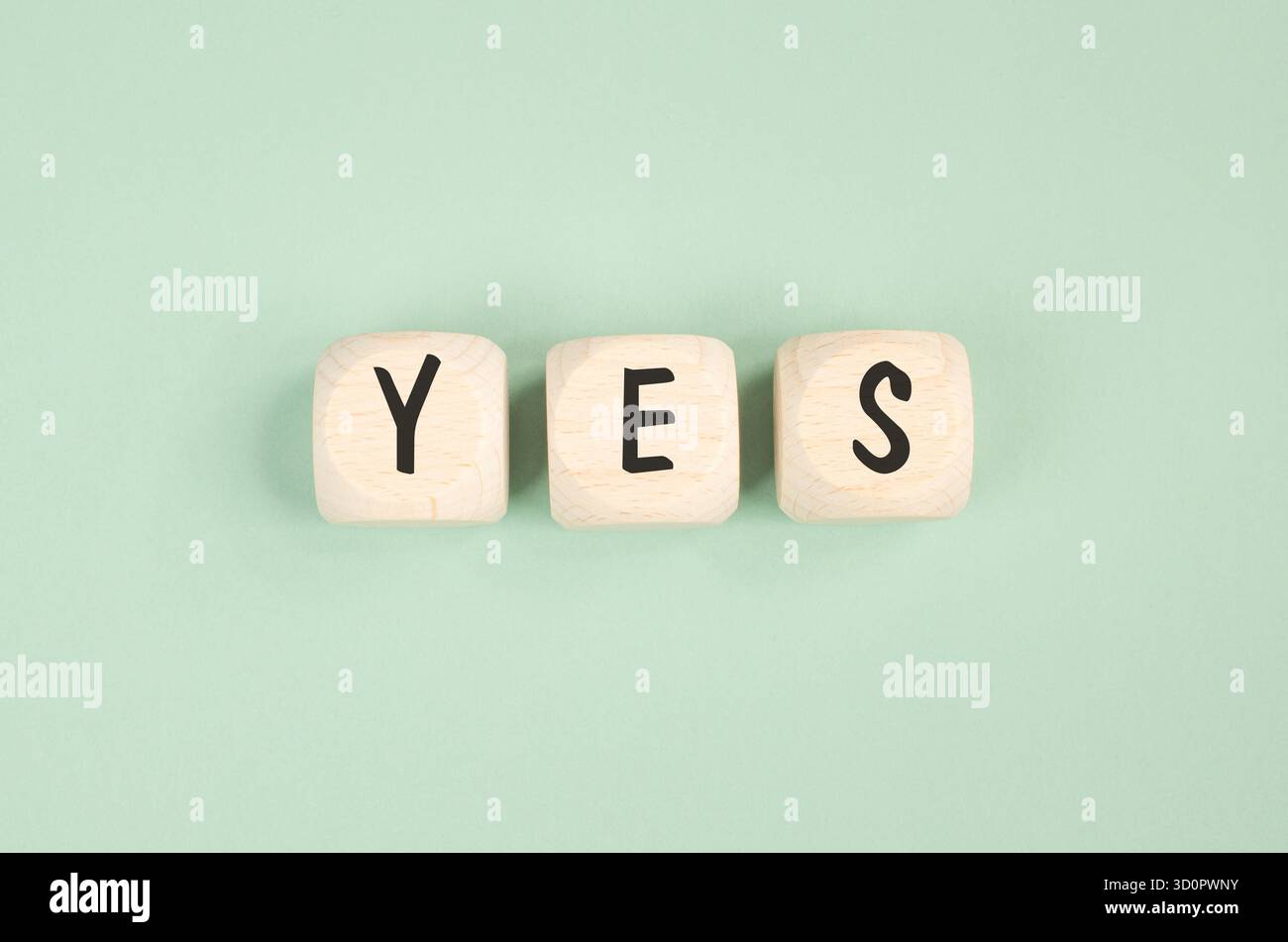Word yes, positive attitude and answer, affirmative decision and ...