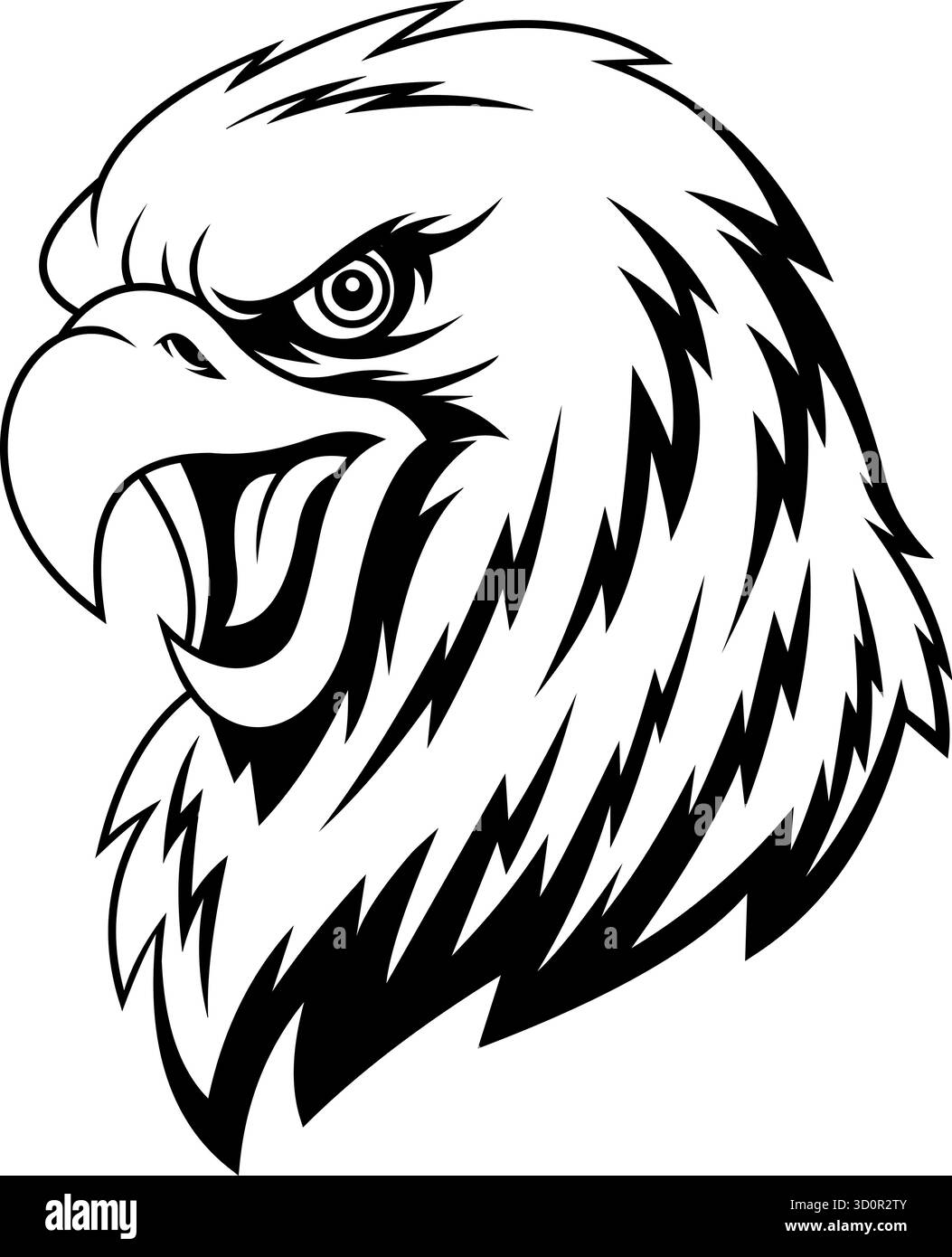 Bald Eagle Head Mascot Screaming with Sharp Beak and Fierce Eyes ...