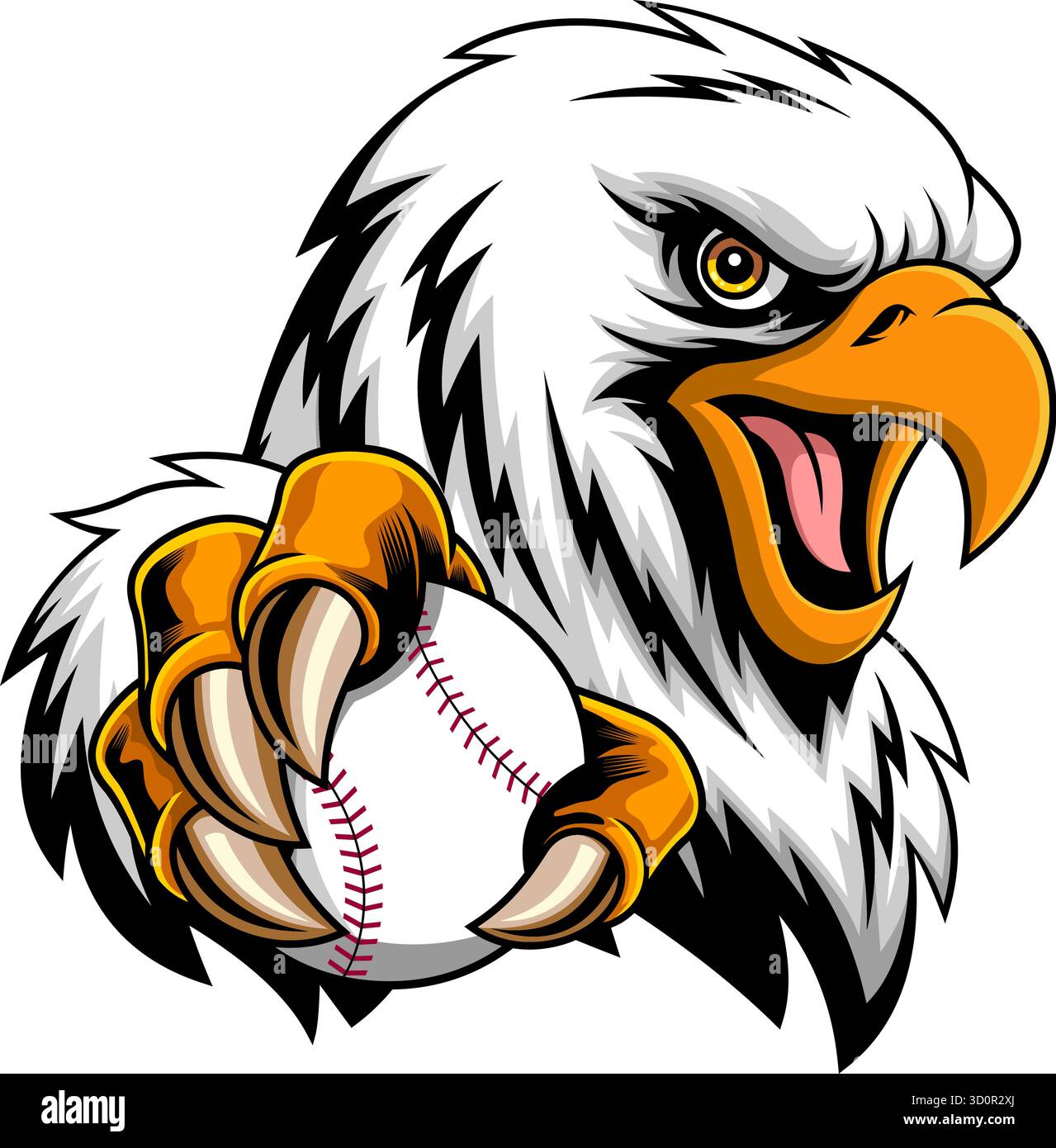 Eagle Mascot Holding Baseball in Claws - Vector Hand Drawn Illustration ...