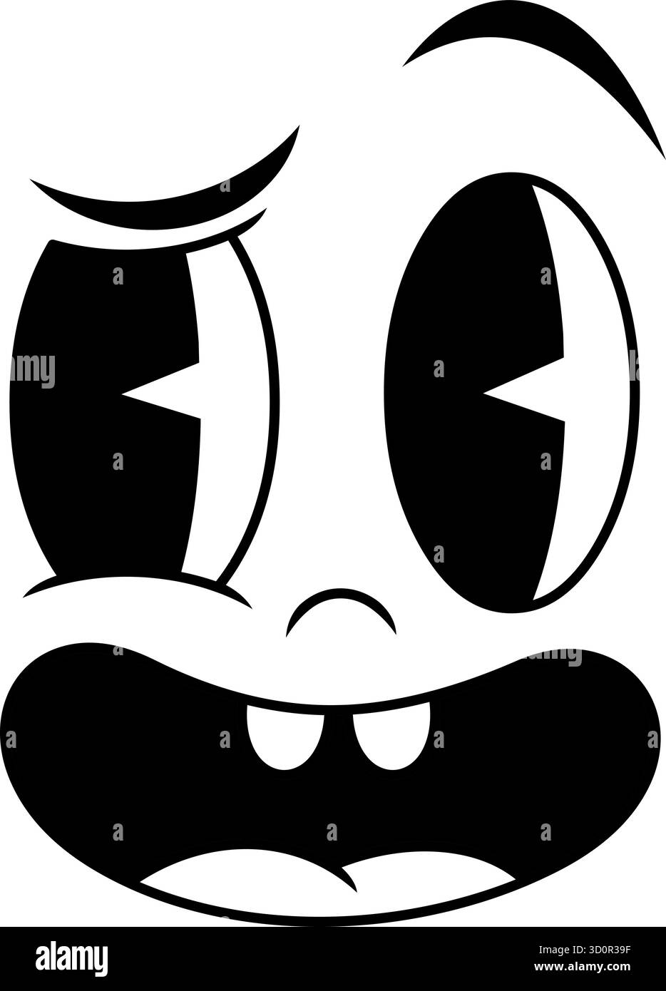 Outlined Suspicious Retro Cartoon Face with Raised Eyebrow and ...