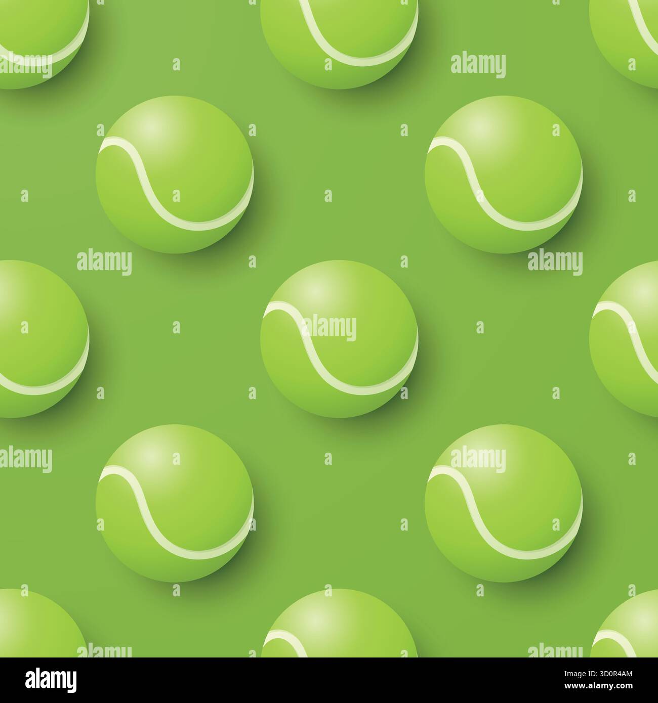 3d Tennis Ball Seamless Pattern, Vector Illustration. Green Vector ...