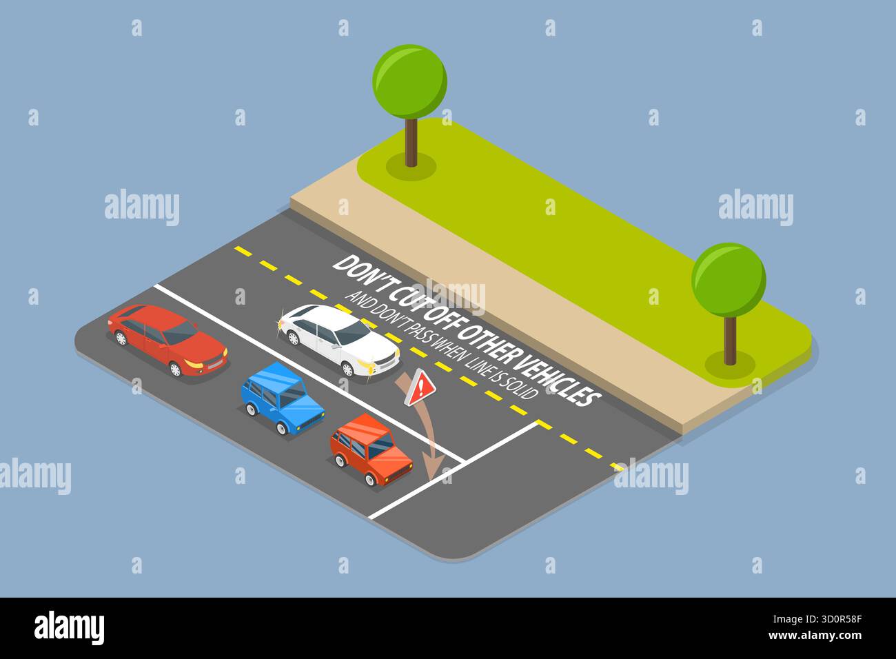 3D Isometric Flat Illustration of Driving Tips, Safety Rules on Roads ...