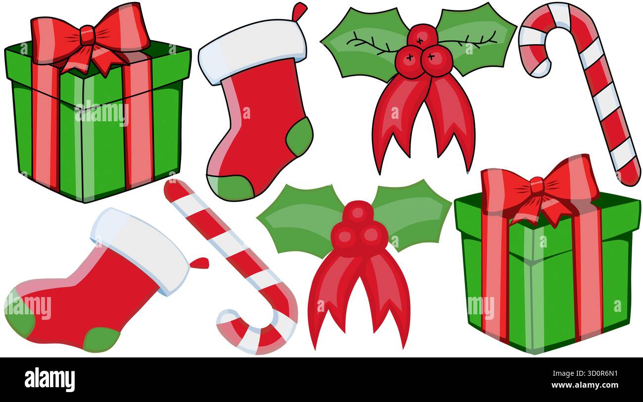 Hand drawn xmas socks Cut Out Stock Images & Pictures - Alamy