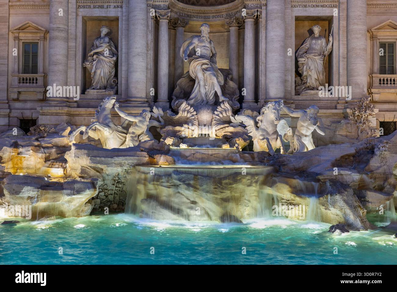 The Trevi Fountain (Fontana di Trevi) at night in city of Rome, Italy ...